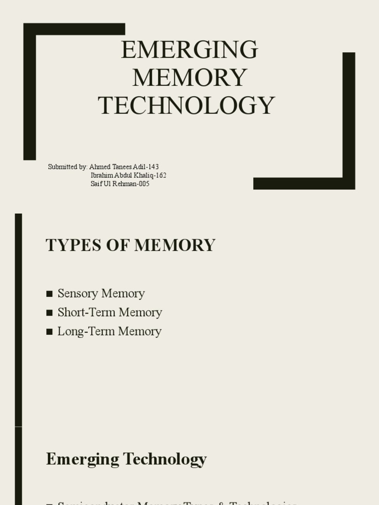 Emerging Memory Technology Final Pdf Random Access Memory Computer Memory