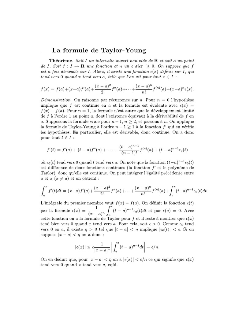 La Formule de Taylor-Young | PDF
