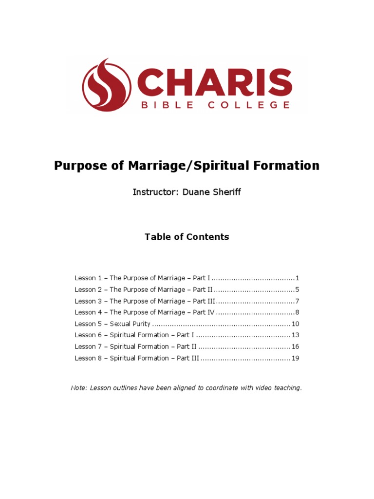Purpose of Marriage Spiritual Formation Outline | PDF | Adam | Book Of ...