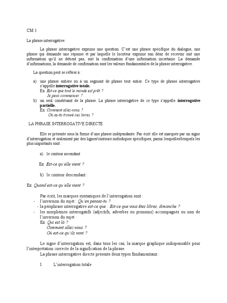 Comprendre la phrase interrogative | PDF | Question | Phrase