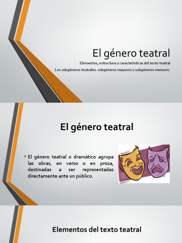 Elementos y subgéneros del teatro | PDF | Teatro | Comedia