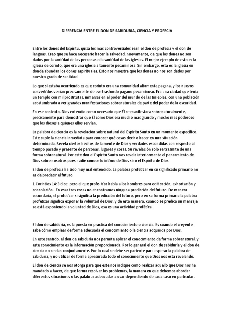 Diferencia Entre El Don de Sabiduria | PDF | Profecía | Dios