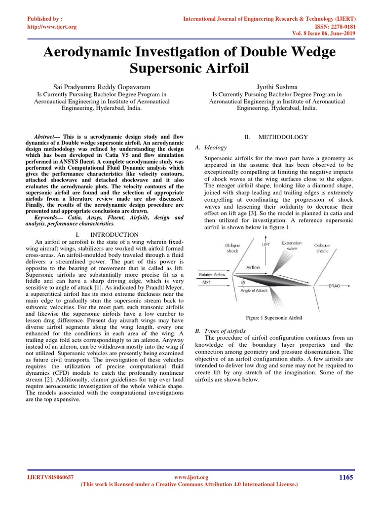 Aerodynamic Investigation of Double Wedge Supersonic Airfoil | PDF ...