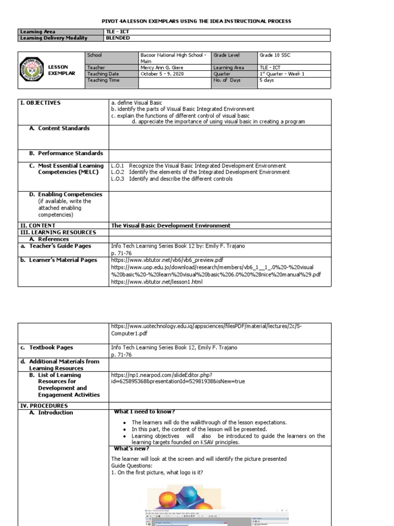 Lesson Exemplar Grade 10 - ICT | PDF | Window (Computing) | Object ...