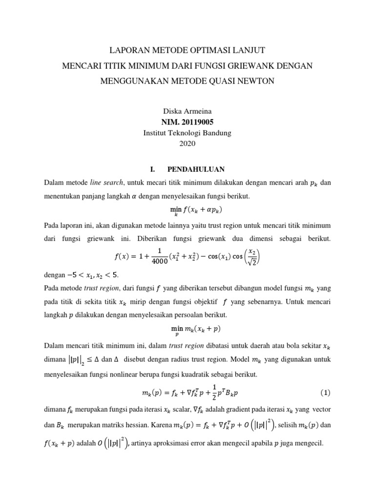Tugas 4 Diska Quasi Newton | PDF | Metode & Bahan Ajar
