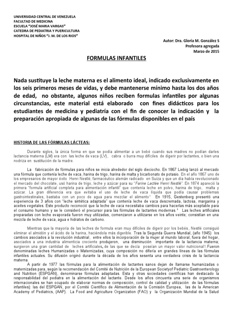 Formulas Infantiles | PDF | Leche | Amamantamiento