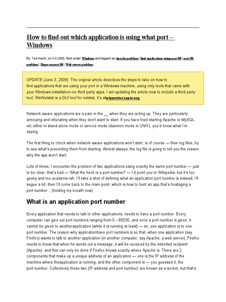 Close Port 80 on Windows | PDF | Port (Computer Networking) | Apache ...