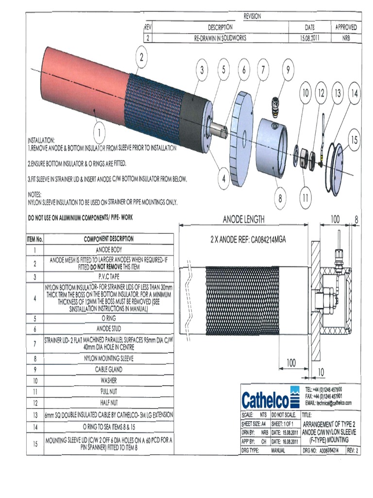 Cathelco: Anode Length 100 8 | PDF | Manufactured Goods | Equipment