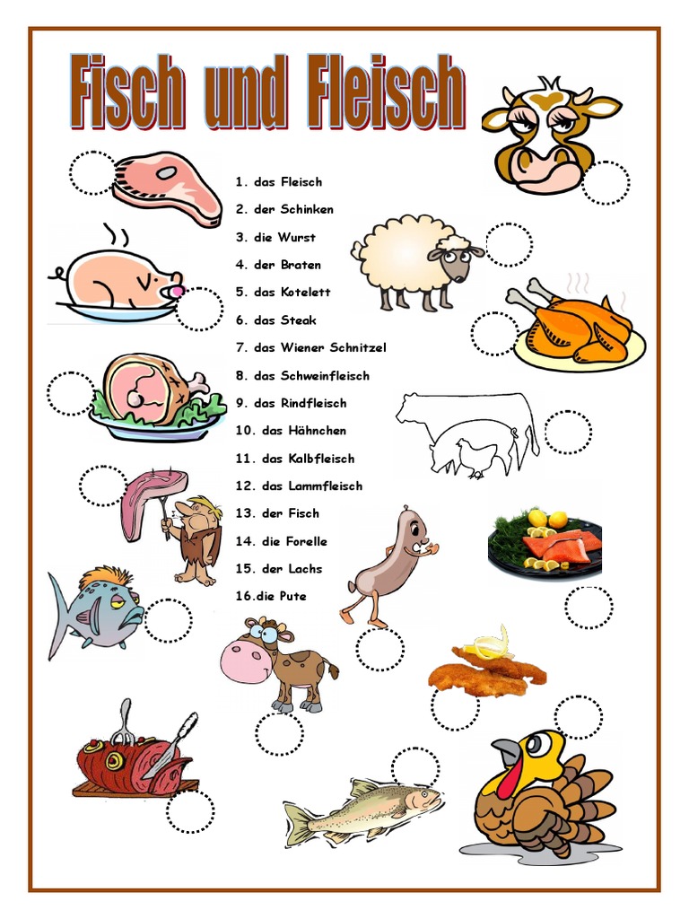 Fisch Und Fleisch - Arbeitsblatt | PDF
