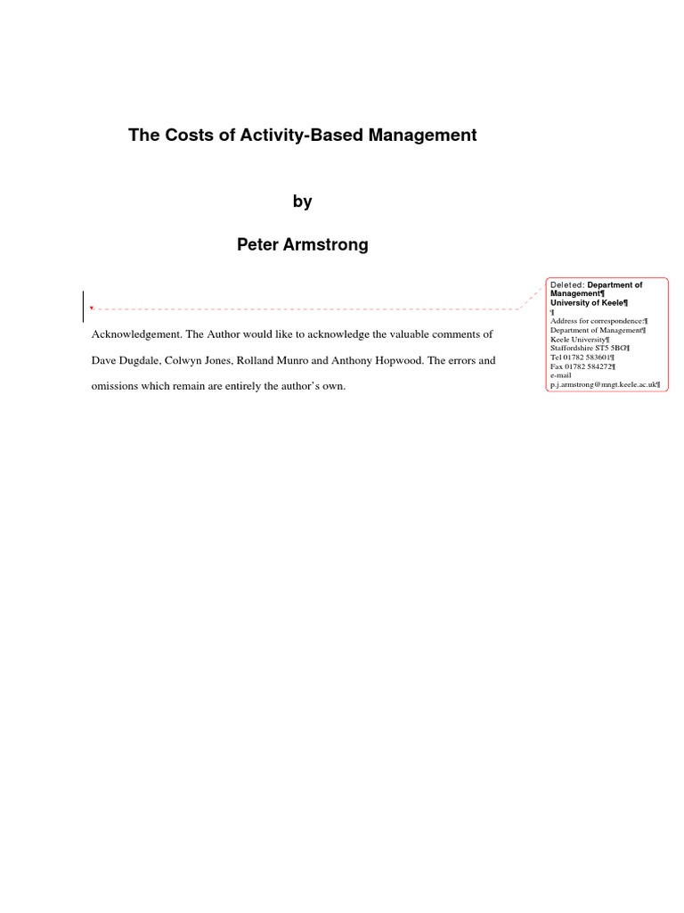 The Costs of Activity-Based Management | PDF | Employment | Accounts ...