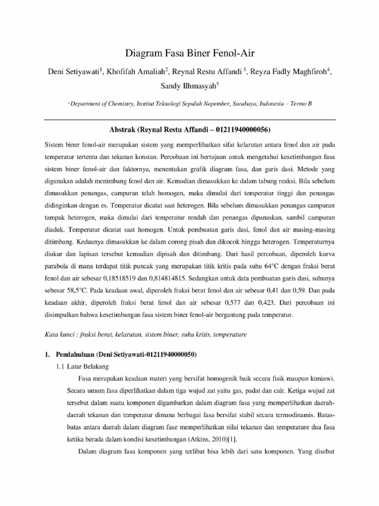 Laporan Praktikum Diagram Fasa Biner Fenol-Air | PDF