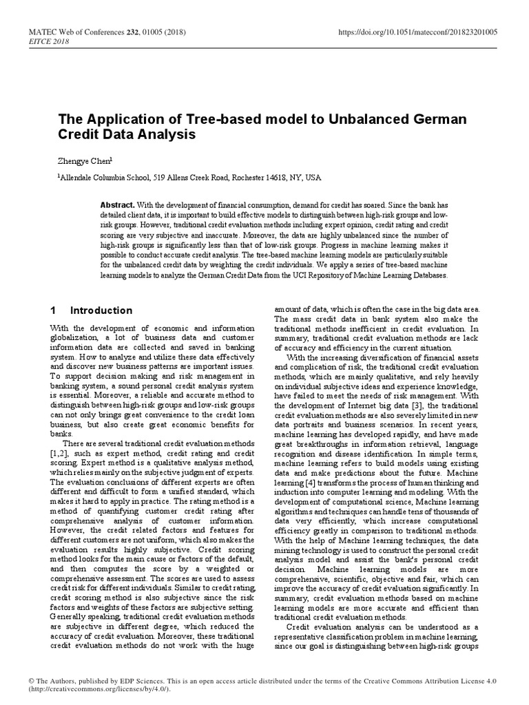 The Application of Tree-Based Model To Unbalanced | PDF | Machine Learning | Artificial Intelligence