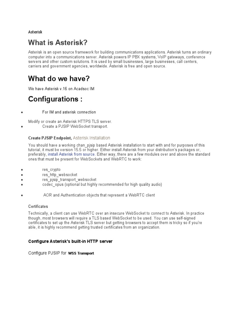 What Is Asterisk What Do We Have Configurations Pdf Public Key