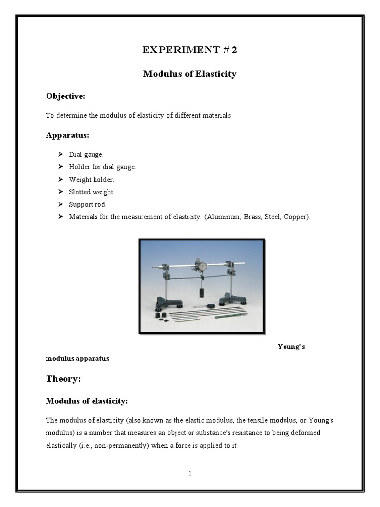 Experiment # 2: Modulus of Elasticity | PDF | Young's Modulus ...