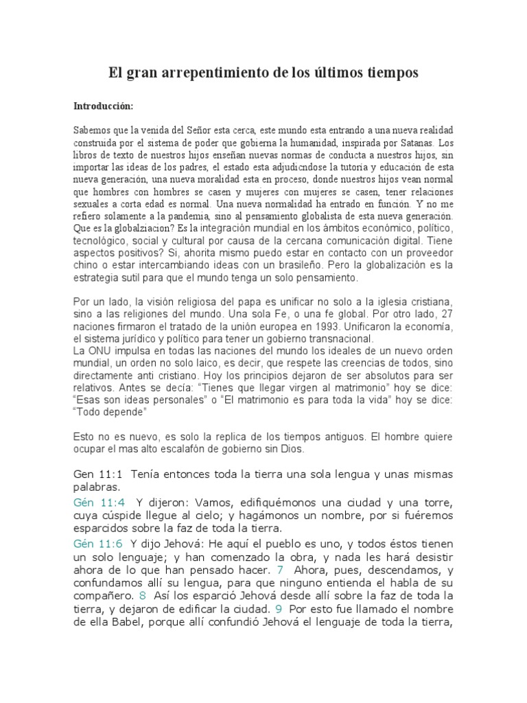 El Gran Arrepentimiento de Los Últimos Tiempos | PDF | Cristo (título ... El Gran Arrepentimiento de Los Últimos Tiempos | PDF | Cristo (título ...