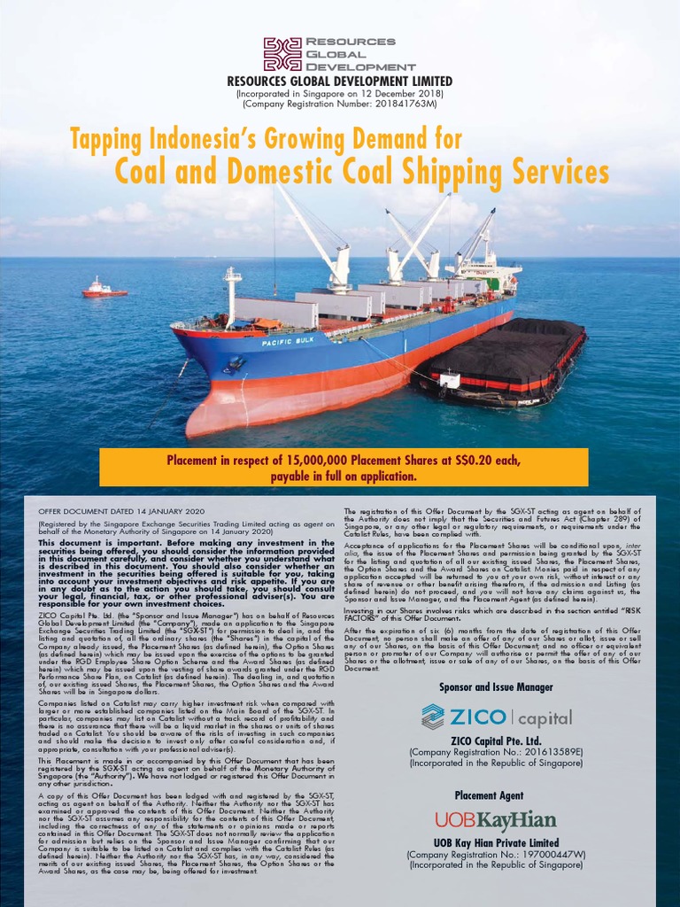 Resources Global IPO Prospectus | PDF | Cargo | Securities (Finance)