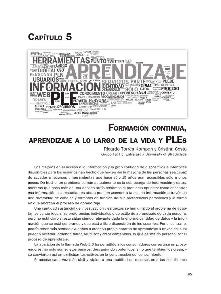 Formacion Continua Aprendizaje A Lo Largo de La Vida y PLEs | PDF ...