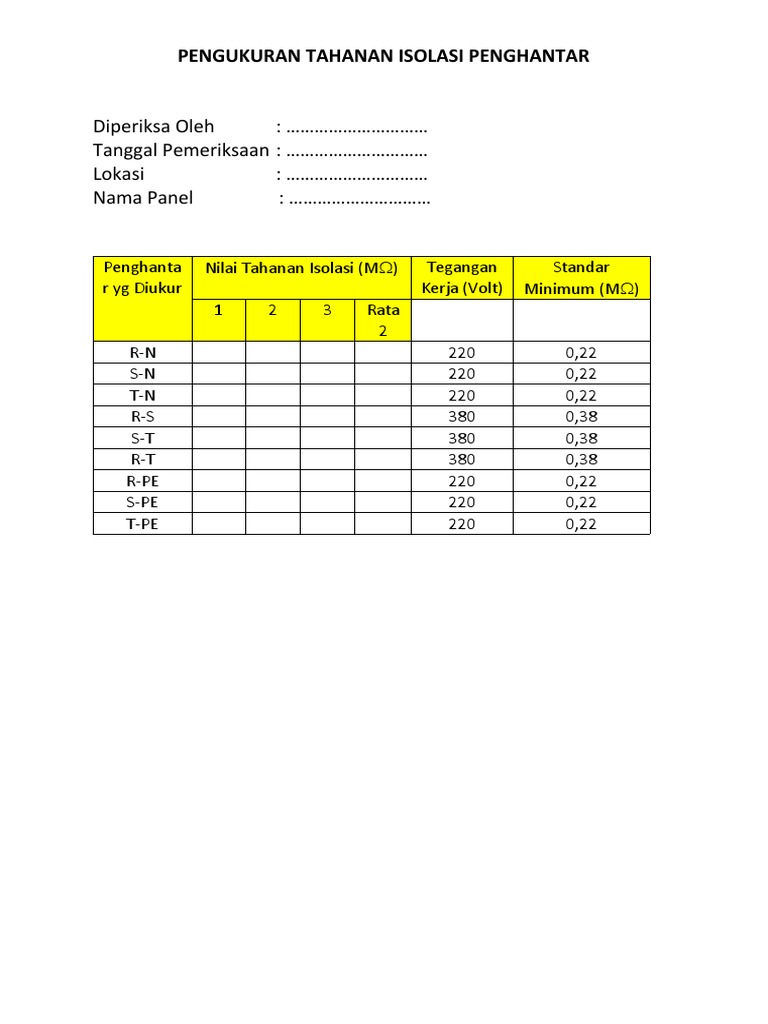 Form Inspeksi Listrik | PDF