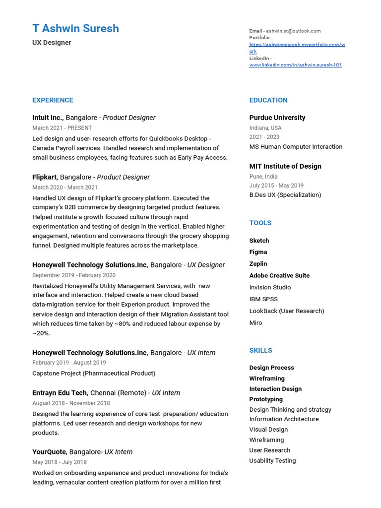 Ashwin Resume 2021 Pages Deleted | PDF | Usability | Design