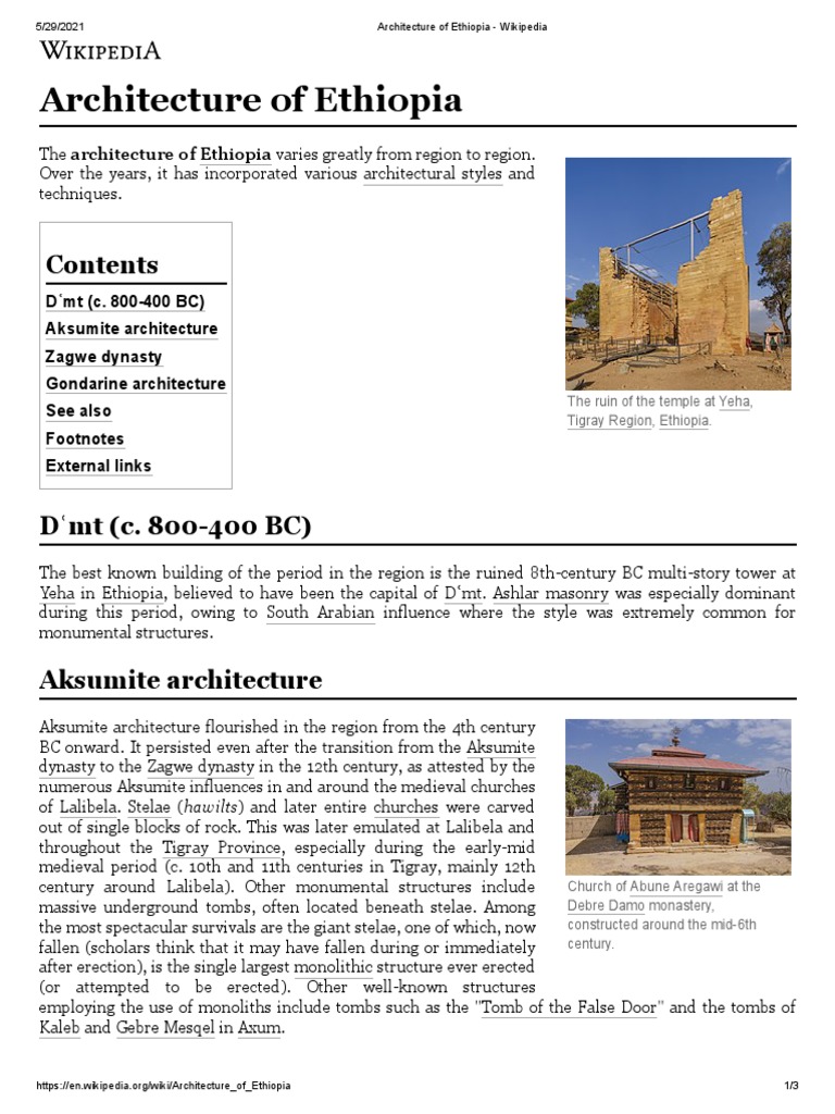 Architecture of Ethiopia - Wikipedia | Download Free PDF | Ethiopia