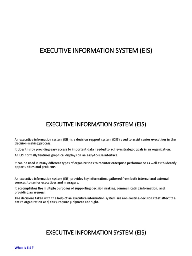Executive Information System (Eis) | Download Free PDF | Software ...