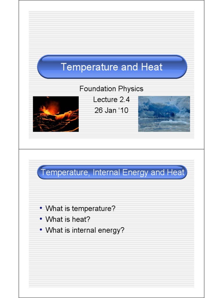 Temperature, Internal Energy and Heat | PDF | Temperature | Molecules