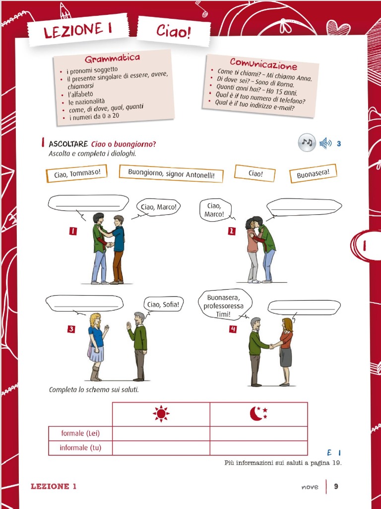 Lezione 1 - Ciao - Espresso Ragazzi 1 | PDF