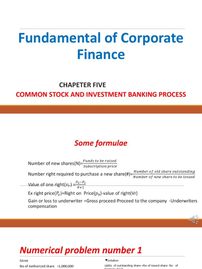 Common Stock and Investment Banking Process | PDF | Book Value ...