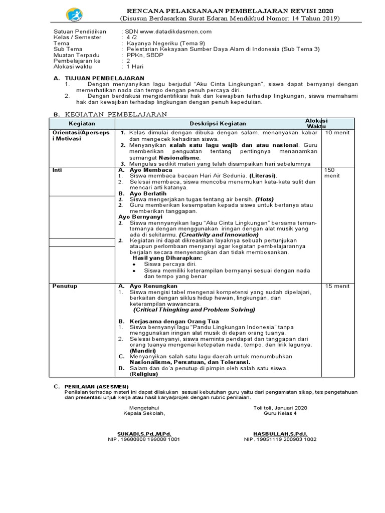 Disusun Berdasarkan Surat Edaran Mendikbud Nomor: 14 Tahun 2019 | PDF