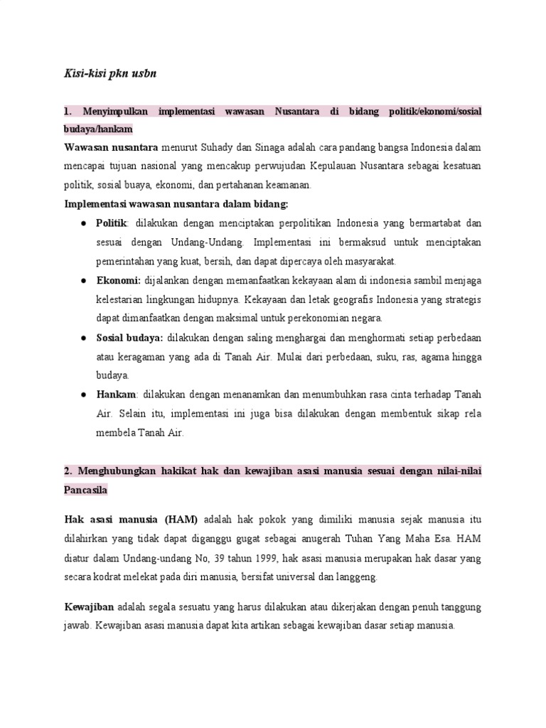 Kisi-Kisi PKN Usbn | PDF | Politik | Ilmu Sosial