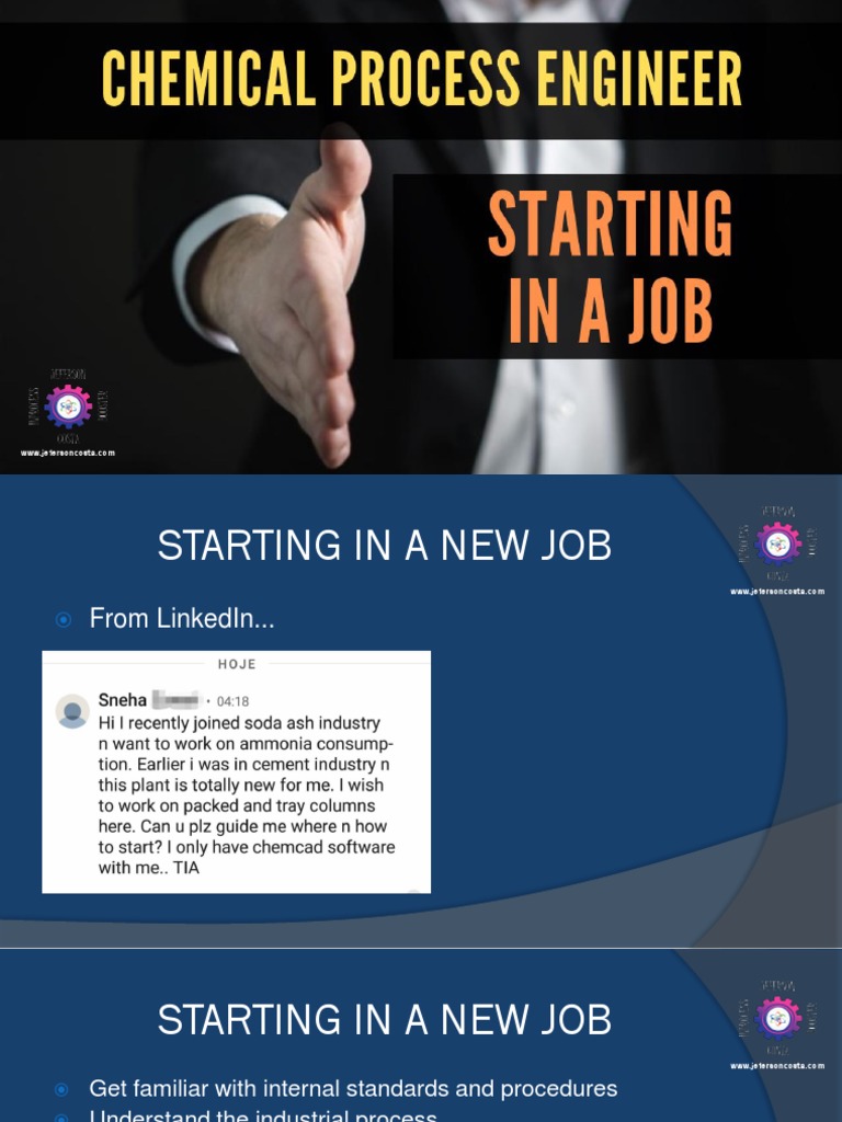 CHEMICAL PROCESS ENGINEER - Staring in A Job | PDF