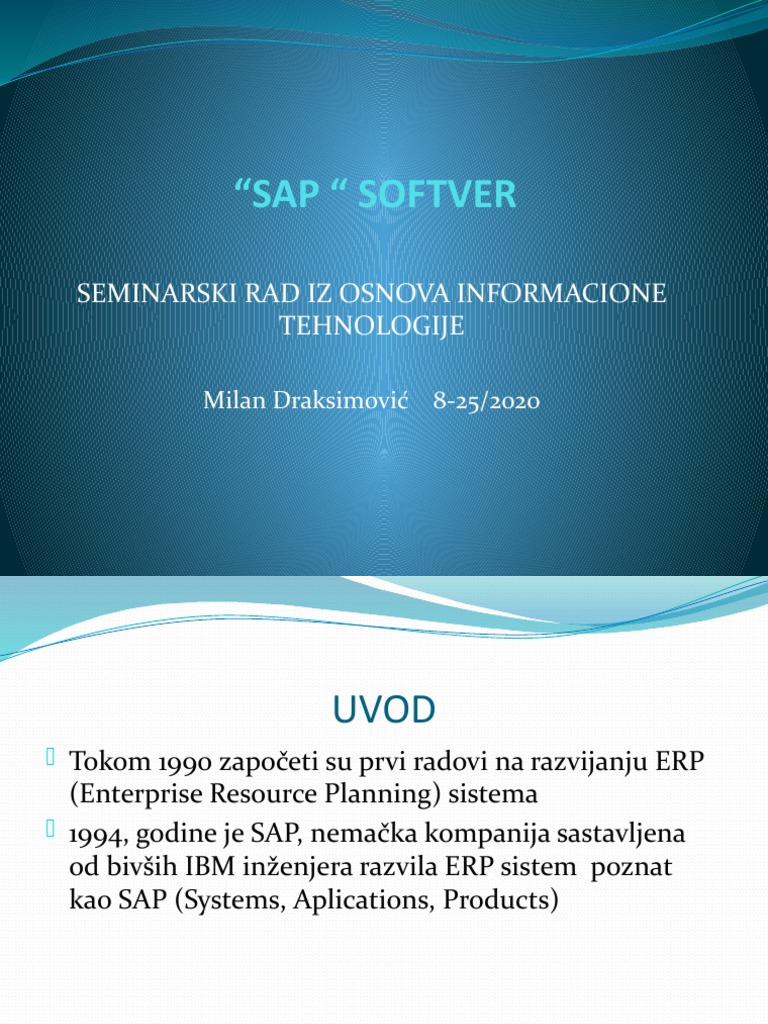 SAP - Power Point Prezentacija | PDF