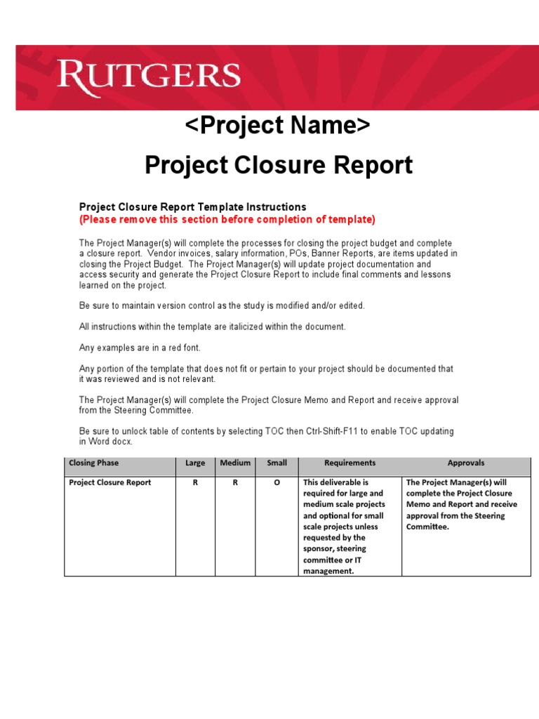 Project Closure Report | PDF | Risk Management | Computing