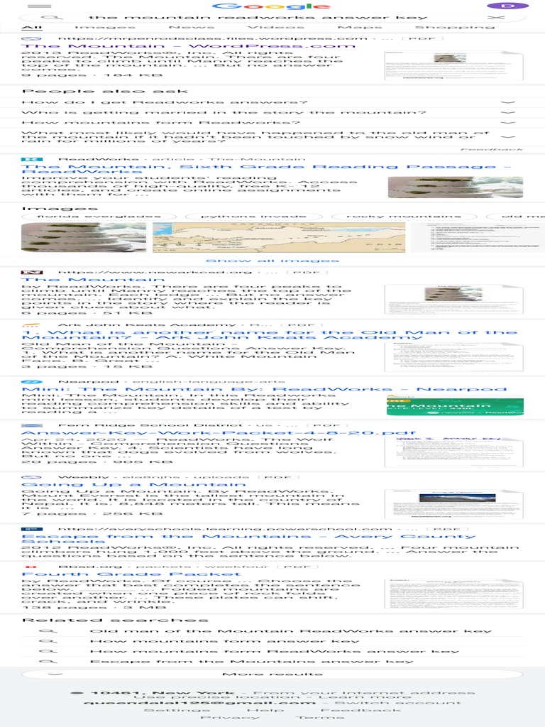 The Mountain Readworks Answer Key - Google Search | PDF | Mountains ...