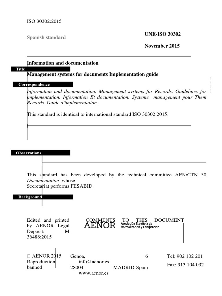 ISO 30302:2015 Document Management Guide | PDF | Risk | Risk Management