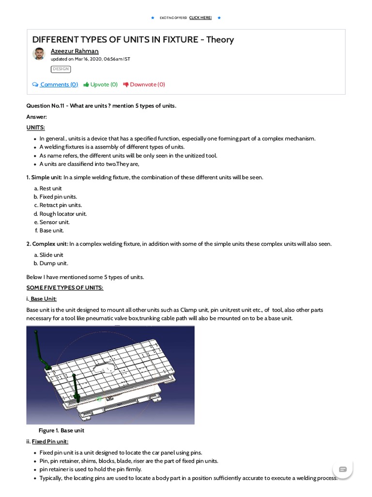 Different Types of Units in Fixture - Theory - Skill-Lync | PDF ...