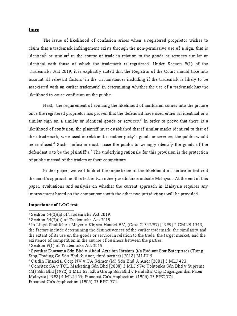 Loc Draft | PDF | Confusing Similarity | Trademark Infringement