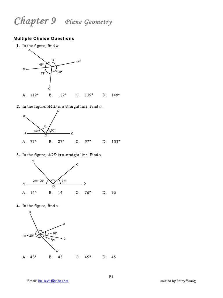 Plane Geometry: Multiple Choice Questions | PDF | Polygon | Euclid