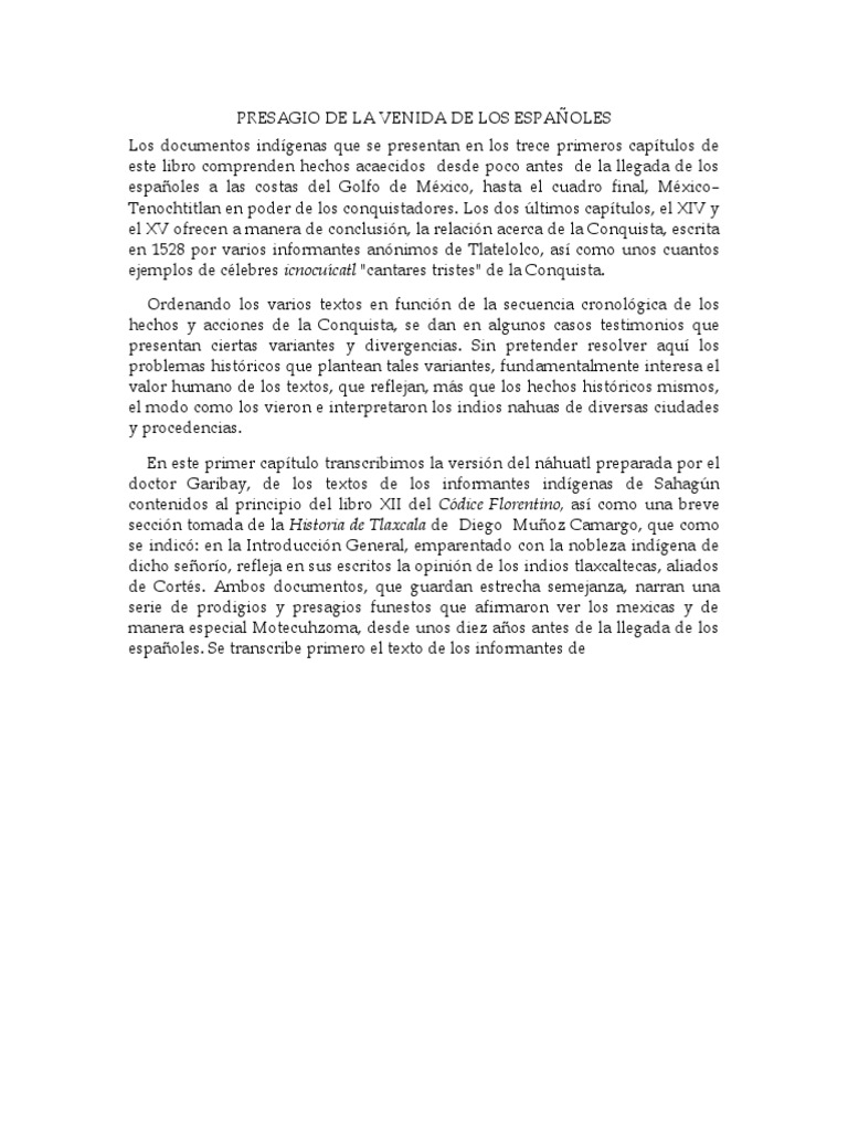 Visión de Los Vencidos - "Los Presagios, Según Los Informantes de ...