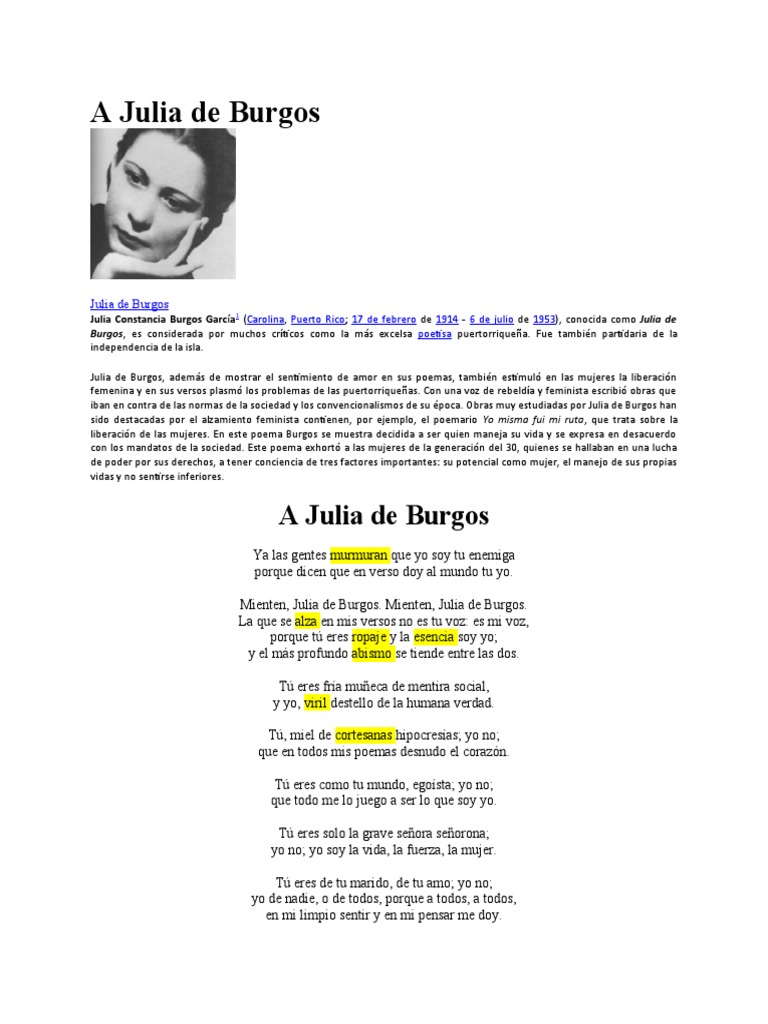 A Julia de Burgos Texto | PDF