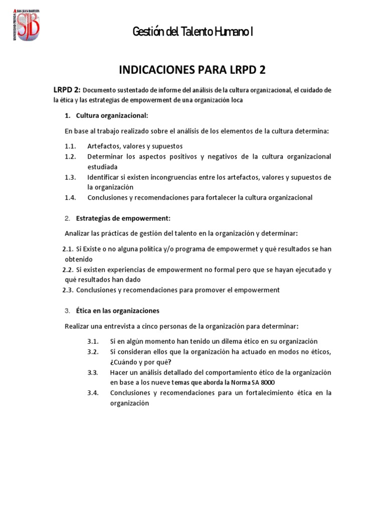 Indicaciones para LRPD 2 | PDF