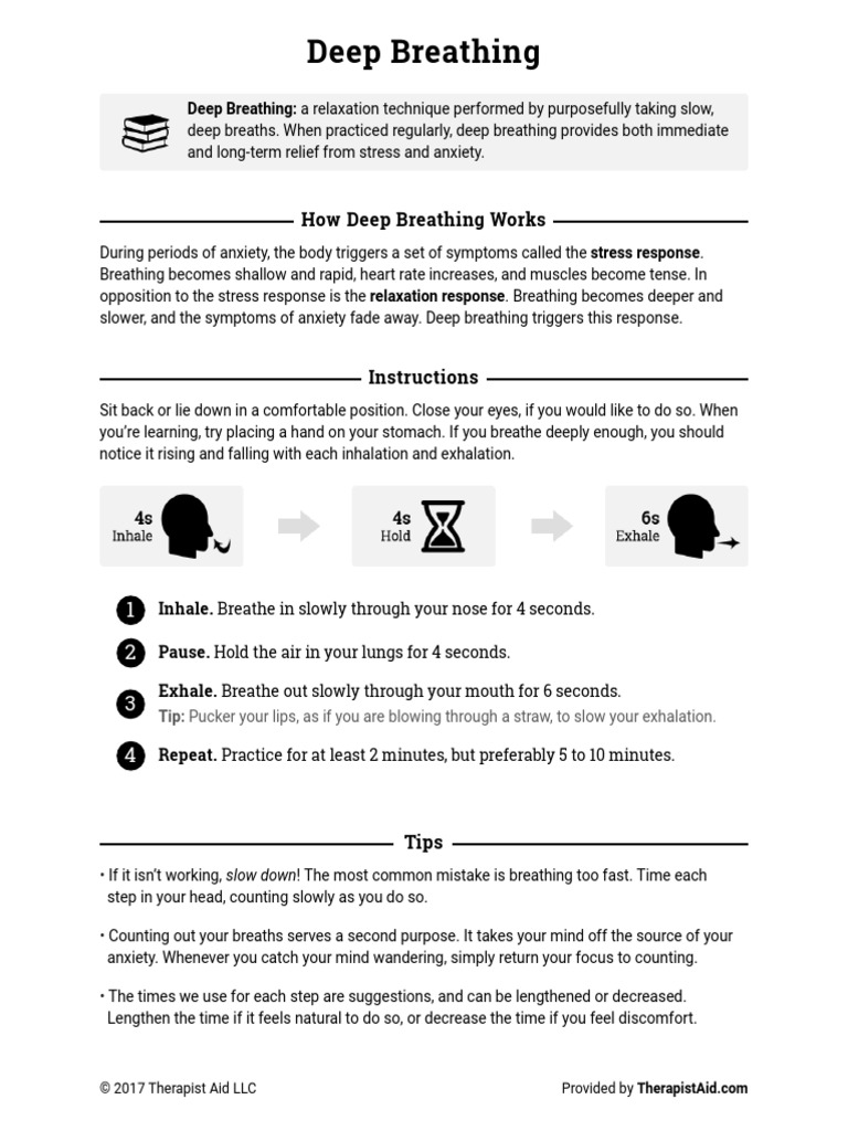 Deep Breathing Worksheet | PDF