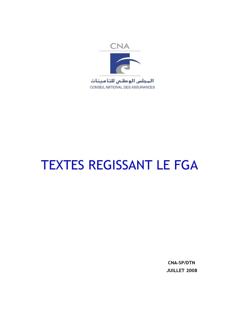 Textes Régissant FGA | PDF | Assurance | Législation
