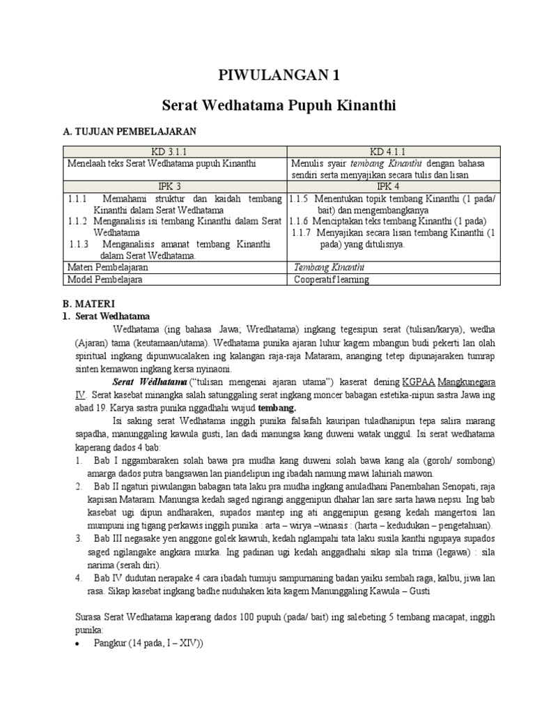 Amanat dalam Tembang Kinanthi | PDF