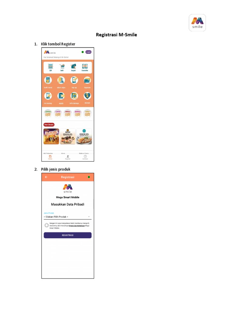 Cara Registrasi M-Smile Bank Mega | PDF