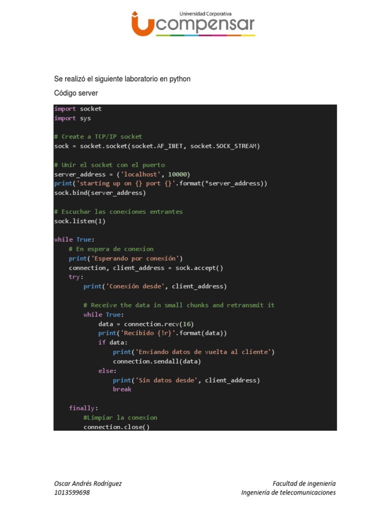 Socket Cliente Servidor Con Python | PDF | Zócalo de red | Arquitectura ...
