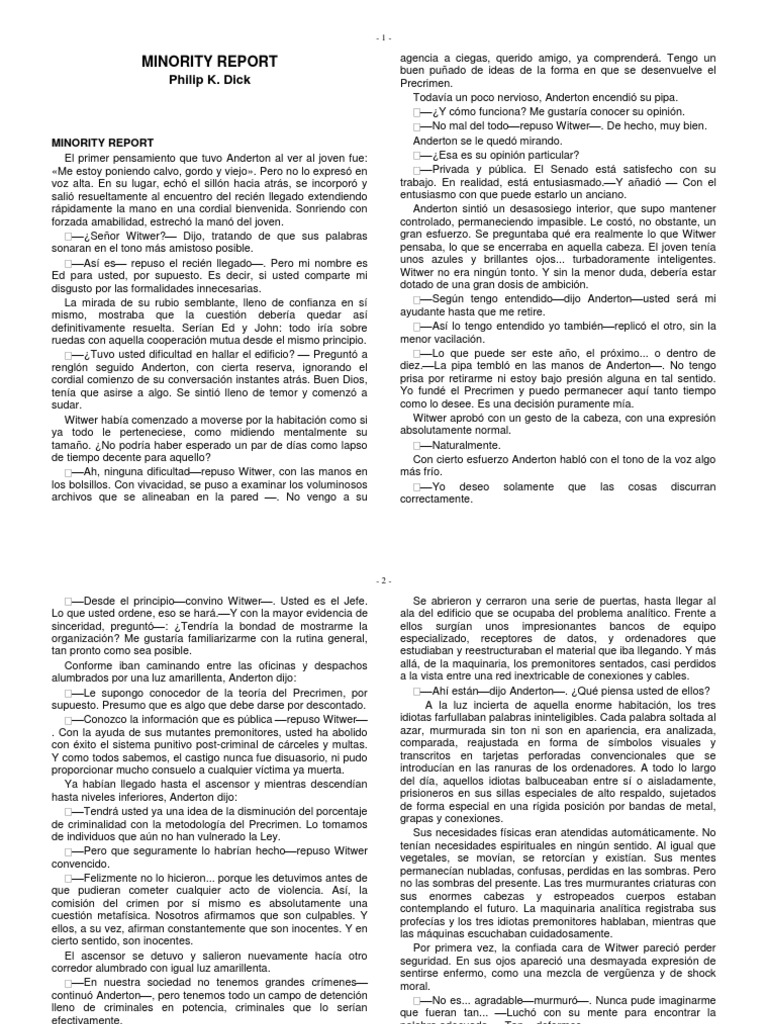 Dick Philip K - Minority Report | PDF