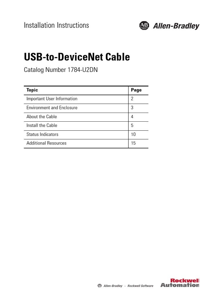 Usb-To-Devicenet Cable: Installation Instructions | PDF | Usb ...