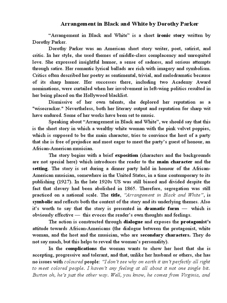 Arrangement in Black and White Analysis | PDF | Satire | Narration