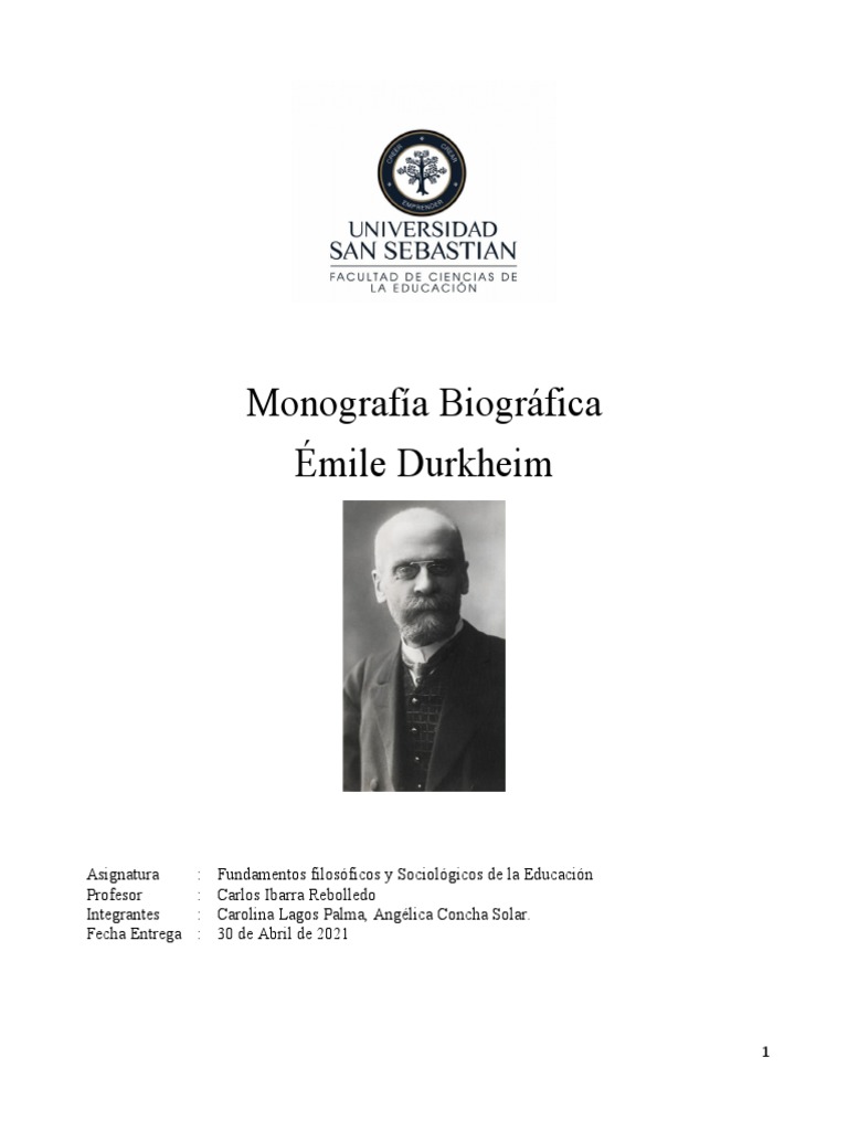 Monografia Emile | PDF | Emile Durkheim | Sociología